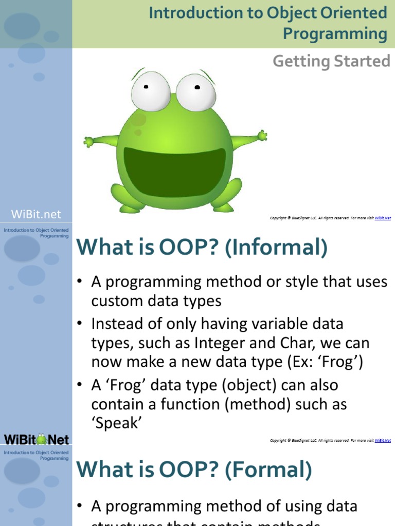 Introoop - 01 - Getting Started PDF | PDF | Method (Computer Programming) | Object Oriented ...