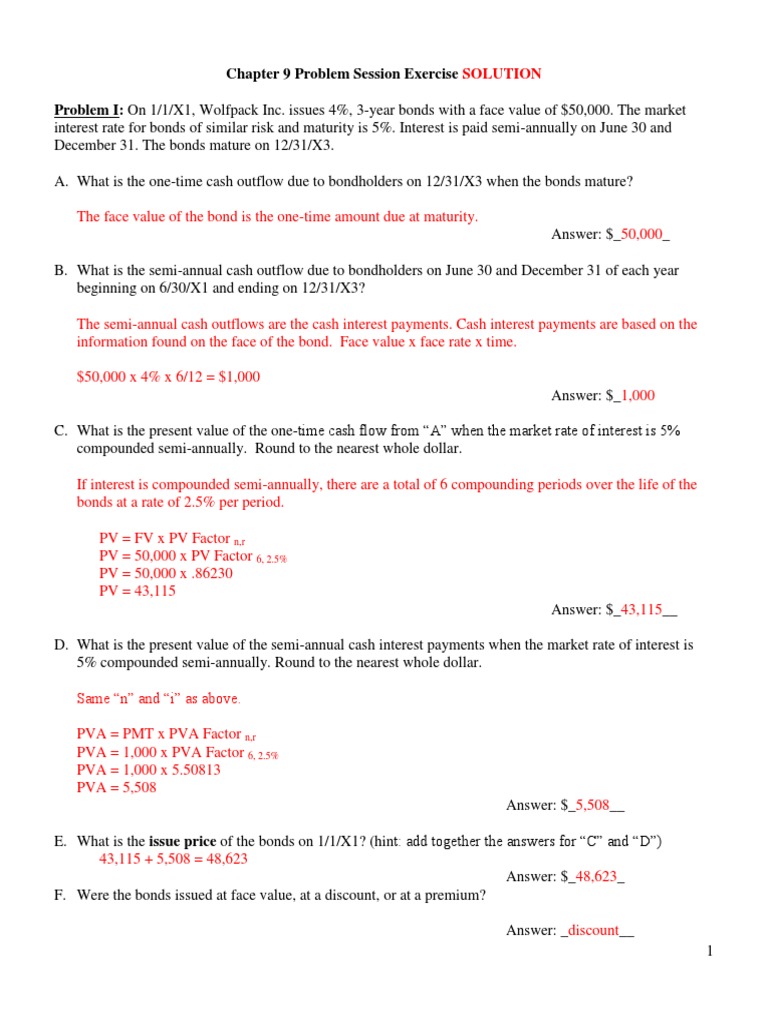 ACC 210P - Chapter 9 Lab Exercise Solutions | PDF | Bonds (Finance ...