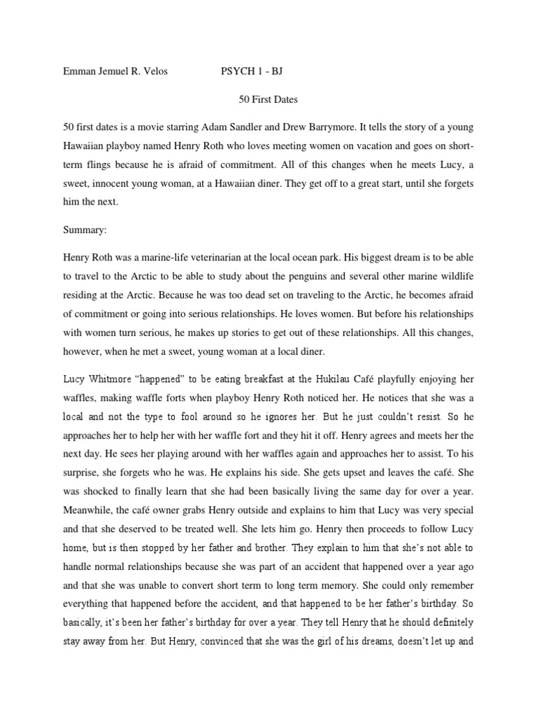 50 First Dates | PDF | Amnesia | Limbic System