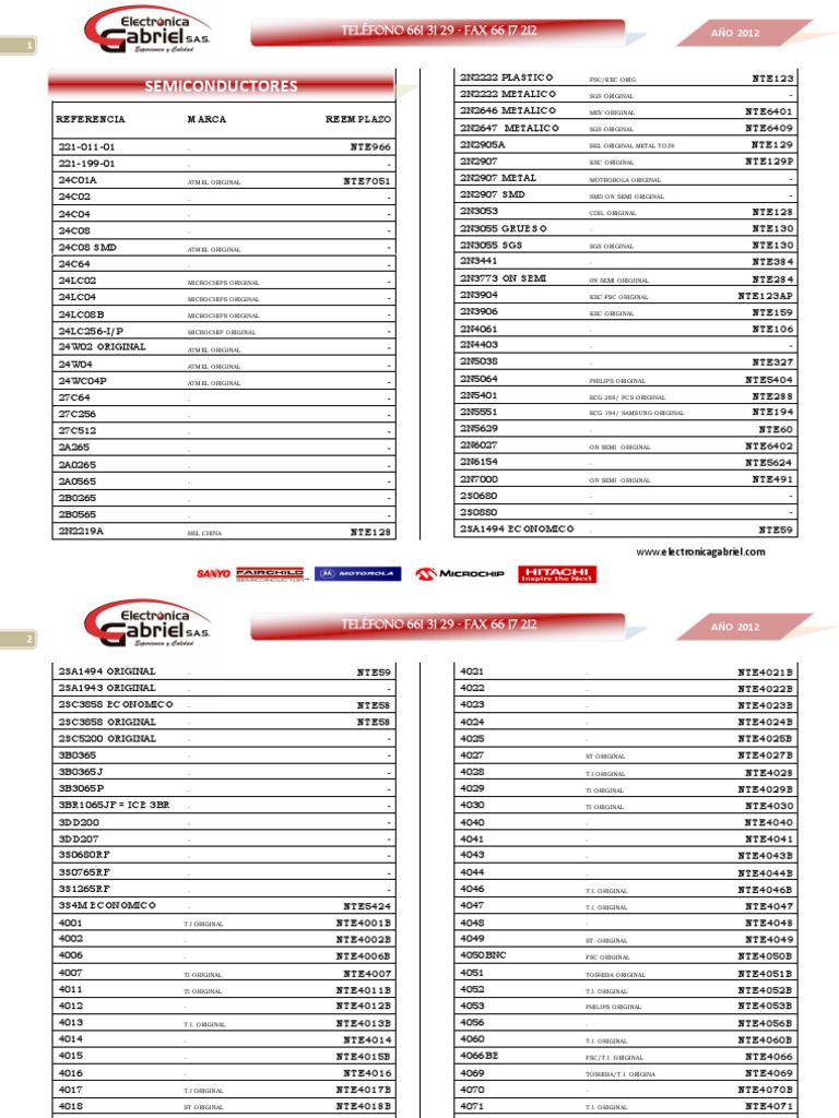 Electronic Component Datasheet List | PDF