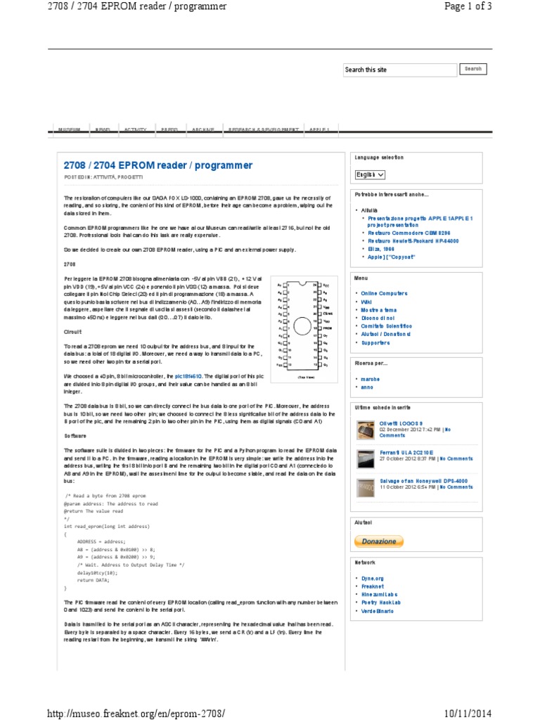Eeprom 2708 - 2704 Reader - Programmer Instructions | PDF | Integer (Computer Science) | Pic ...