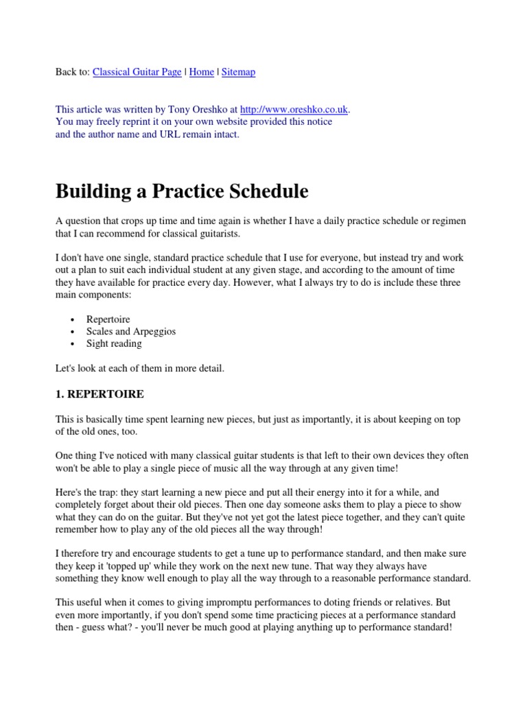 Building a Practice Schedule for Classical Guitar | PDF | Minor Scale ...