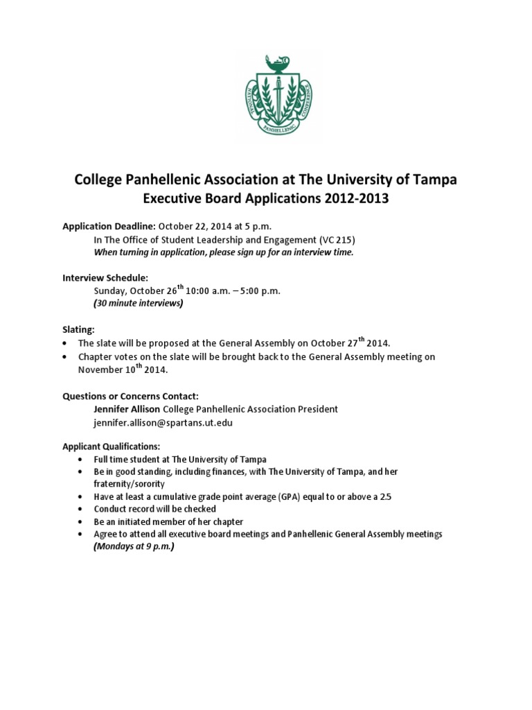 Executive Board Application 2015 | PDF | Fraternities And Sororities ...