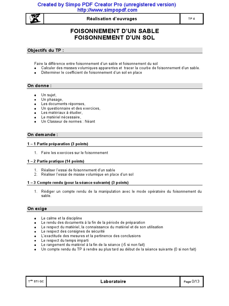 Labo TP Fiche PDF | PDF | Densité | Masse