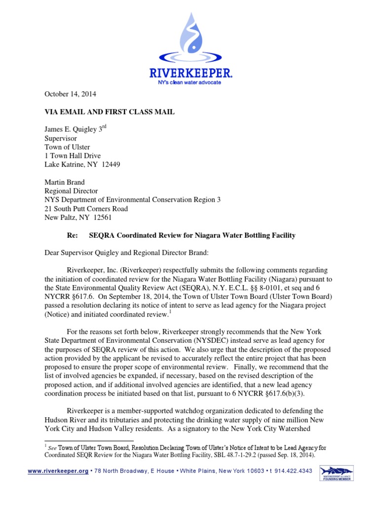 Riverkeeper Letter | PDF | Water Resources | Environmental Impact ...