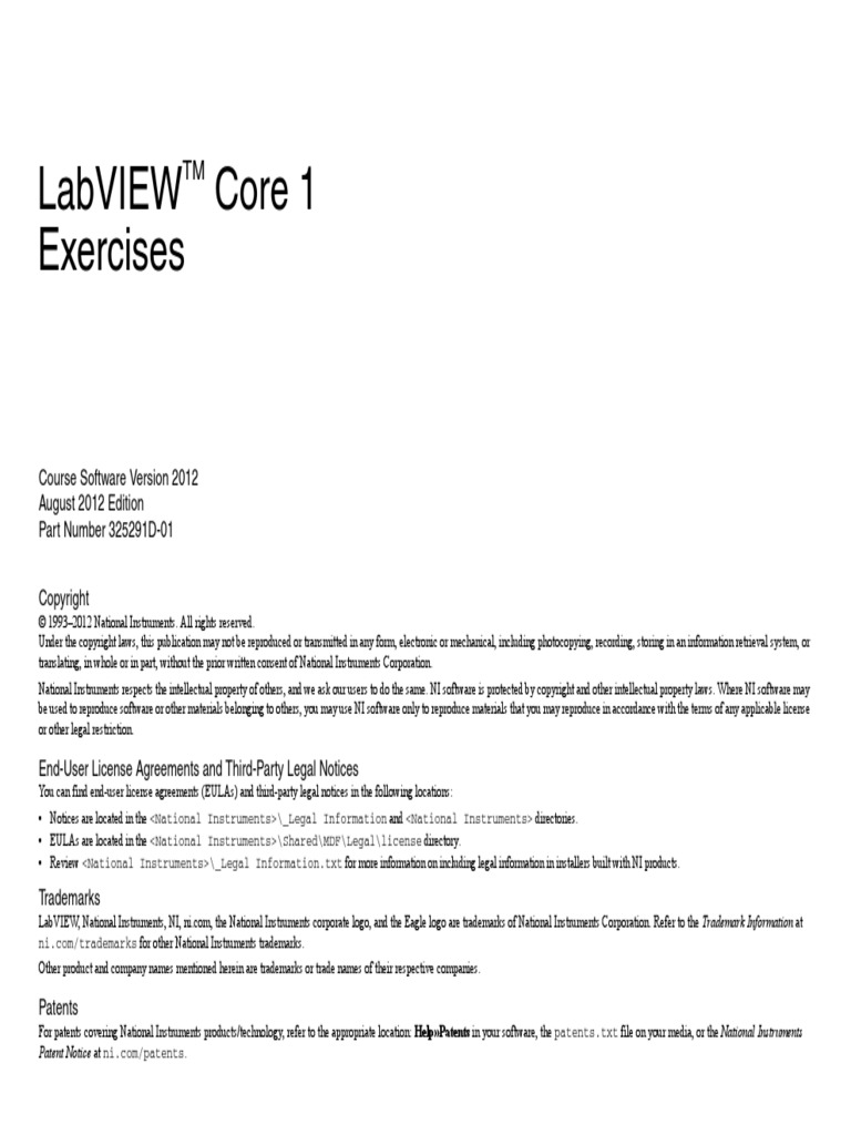 2012 LabVIEW Core 1 Exercises Manual PDF | PDF | Data Acquisition | Amplitude