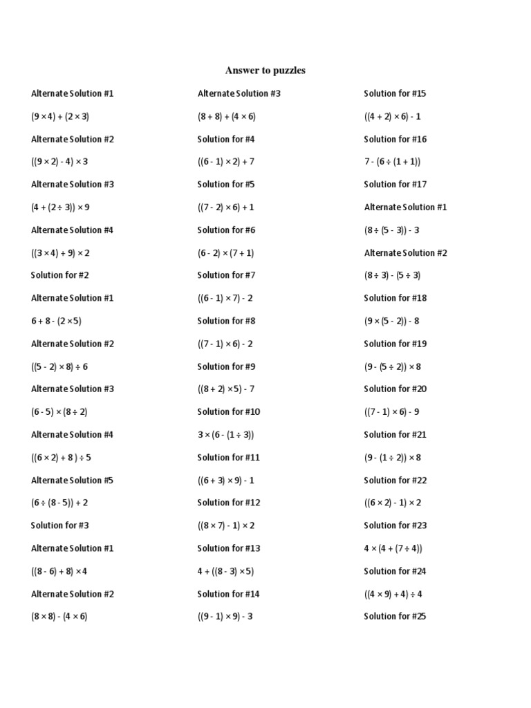 Math Showcase Puzzle Answers | PDF | Single Player Games | Puzzles