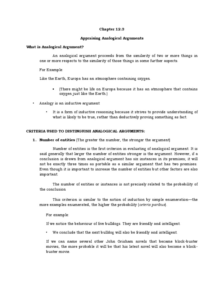 12.3 Appraising Analogical Arguments | PDF | Argument | Analogy