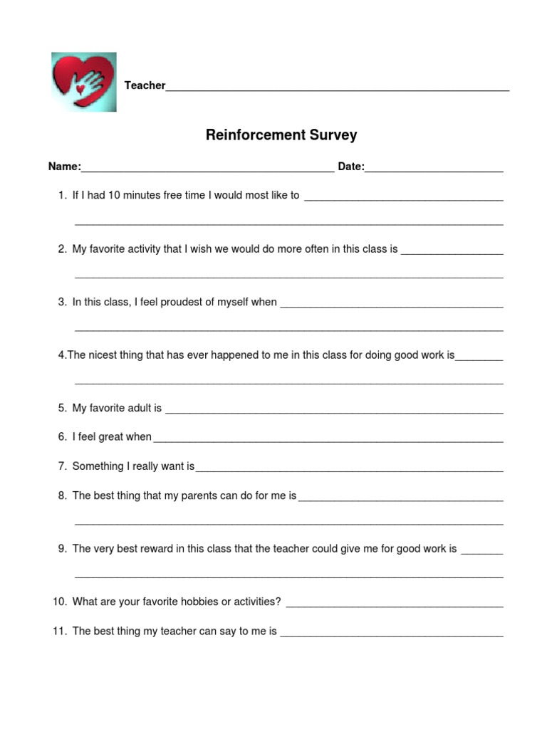 Teacher Reinforcement Survey Template | PDF | Business