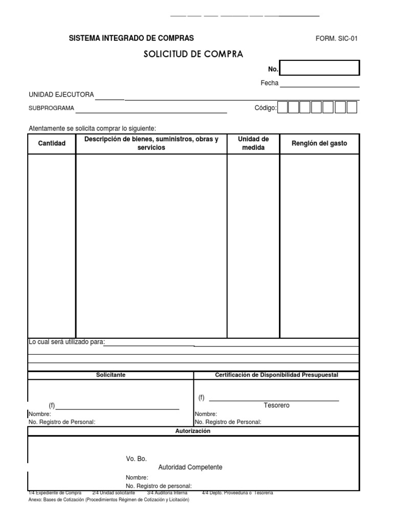 Solicitud de Compra: Sistema Integrado de Compras | PDF | Contabilidad | Presupuesto