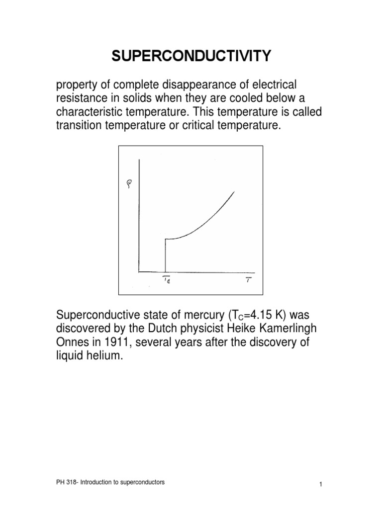 Superconductivity: PH 318-Introduction To Superconductors 1 | Download Free PDF ...
