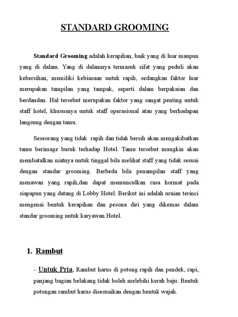 Standar Grooming | PDF