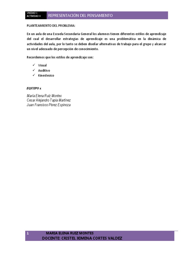 Planteamiento Del Problema Actv. 4 | PDF