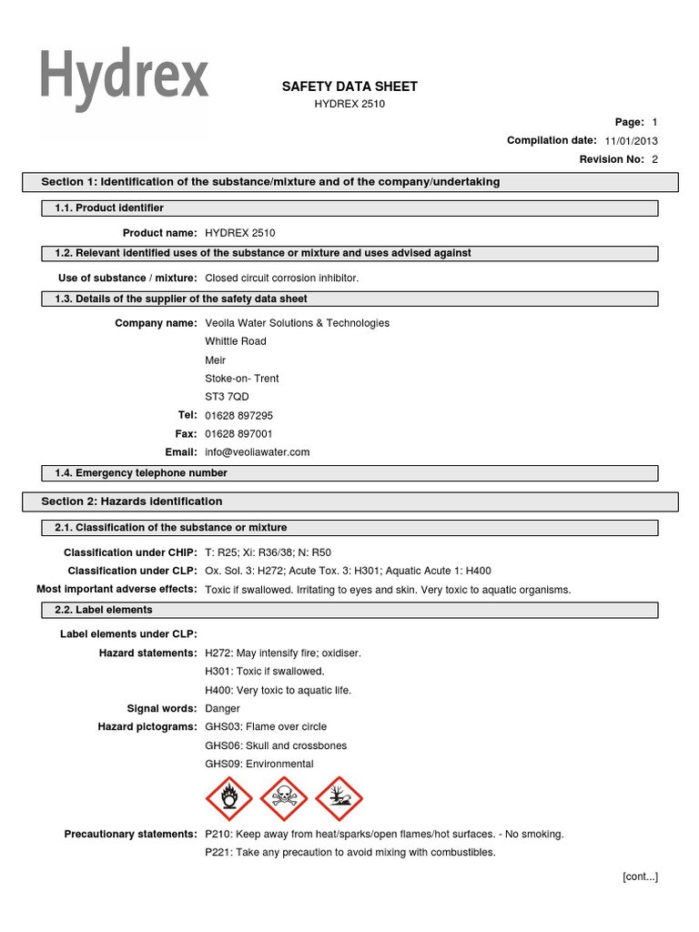Safety Data Sheet: Section 1: Identification of The Substance/mixture ...