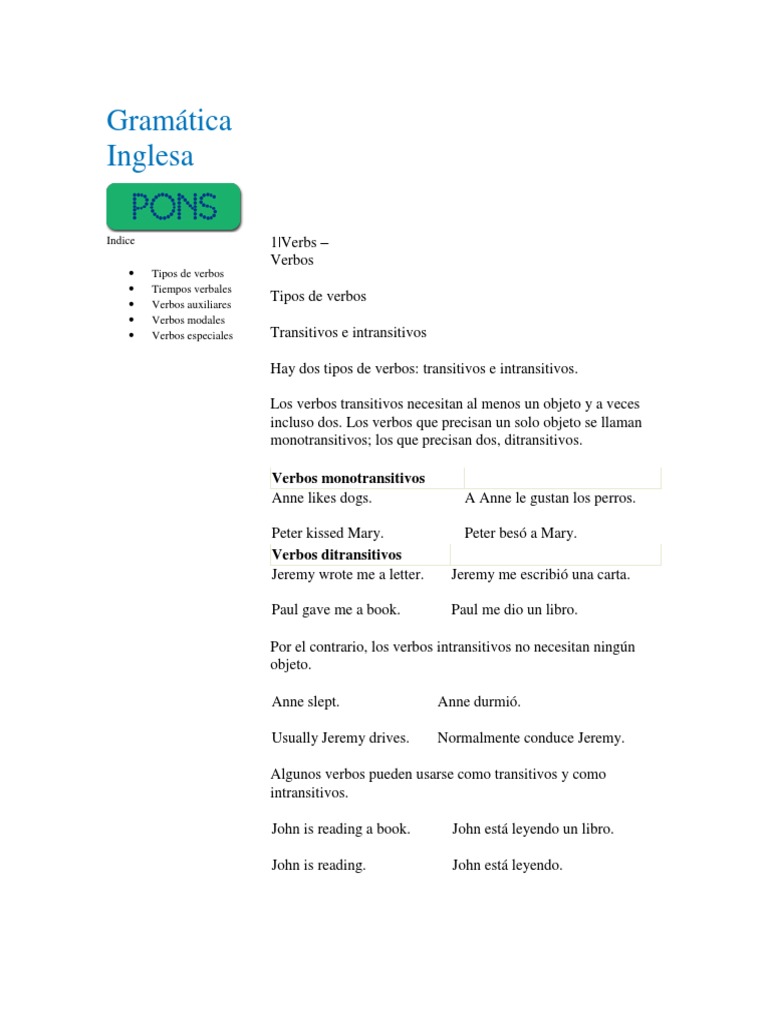 Gramática Inglesa | PDF | Verbo | Morfología