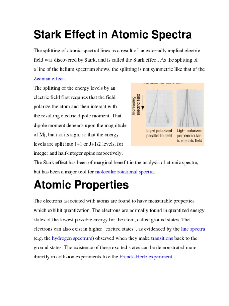 Stark Effect | PDF | Atomic Orbital | Electron