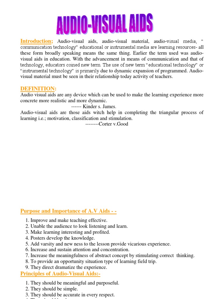 AV Aids Introduction | PDF | Graphics | Video