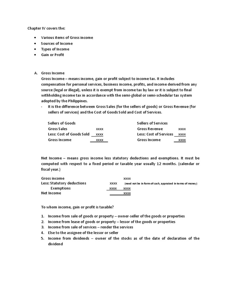 Income Tax Act: Gross Income Overview | PDF | Gross Income | Tax Deduction