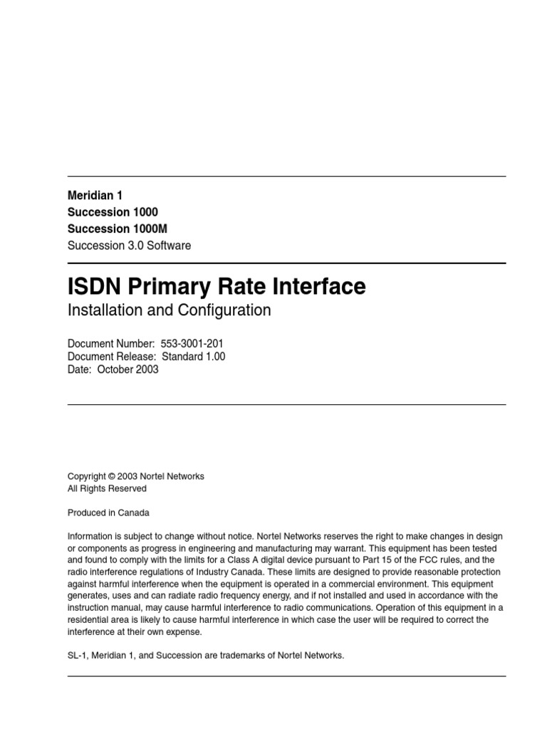ISDN Primary Rate Interface: Installation and Configuration | PDF ...