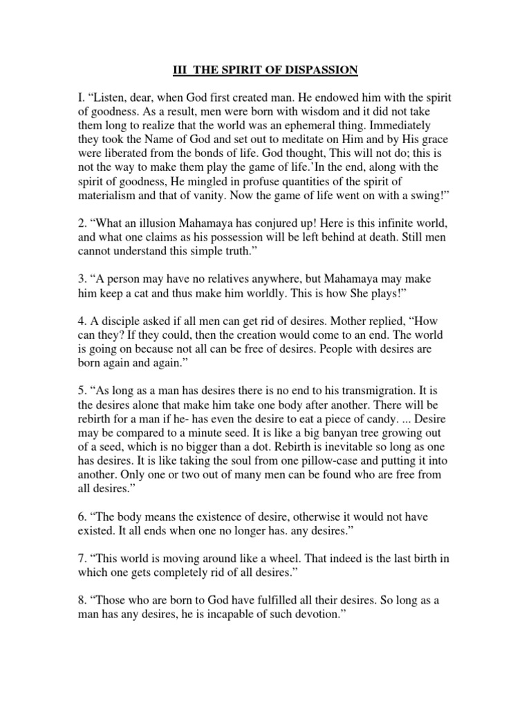 II The Spirit of Dispassion | PDF | Sarada Devi | Love