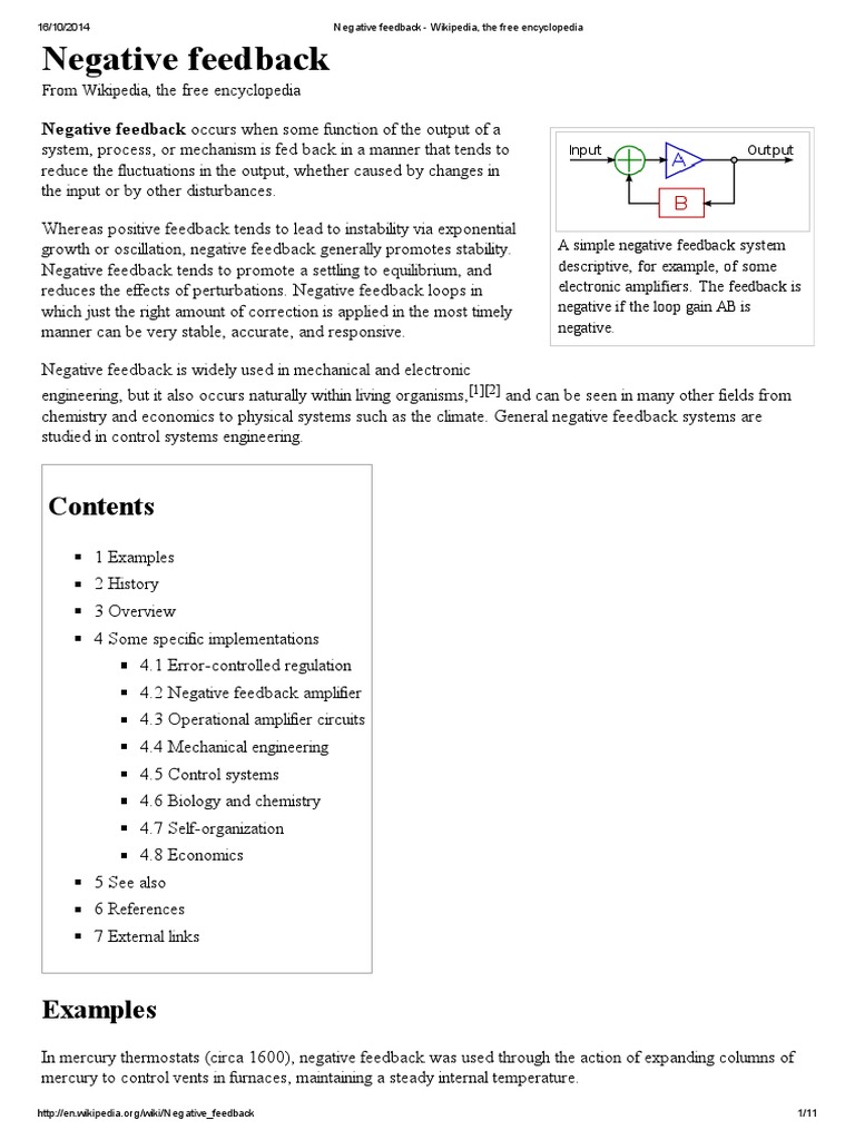 Negative Feedback - Wikipedia, The Free Encyclopedia PDF | PDF | Negative Feedback | Feedback