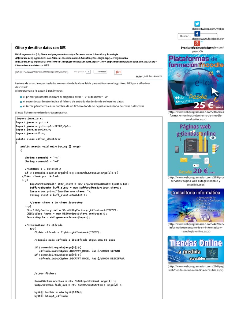 Cifrar y Descifrar Datos Con DES - Java - Consultoría Informática PDF ...