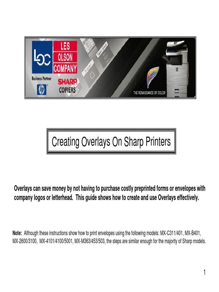 Creating Overlays On Sharp Printers | PDF | Printer (Computing ...