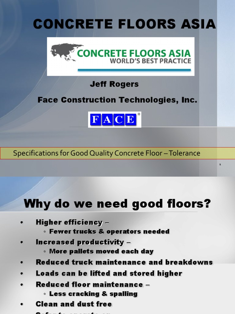 Specifications For Good Quality Concrete Floor - Tolerance REV J ...