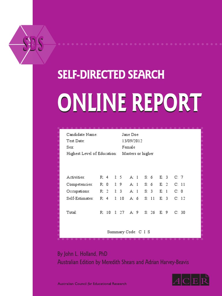 Self Directed Search PDF | Download Free PDF | Wellness | Medical