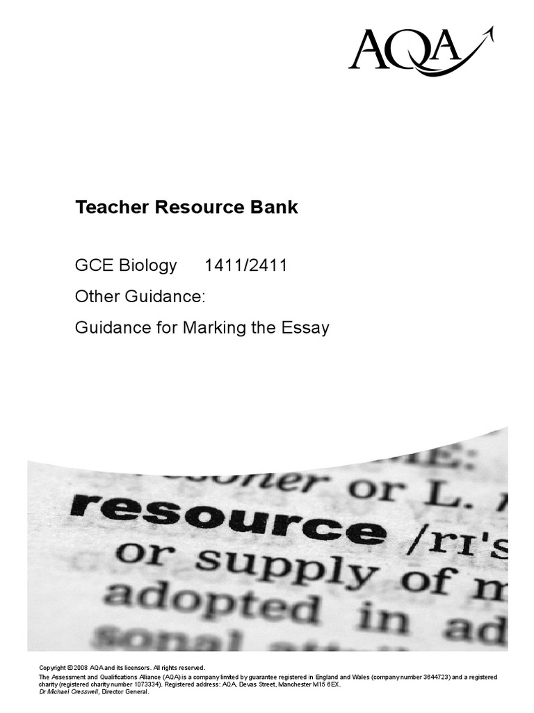 AQA-synoptic Essay Marking Guidelines | PDF | Cell Membrane | Lipid Bilayer