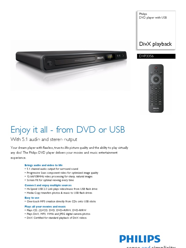 Philips DVD Player With USB | PDF | Video | Compact Disc