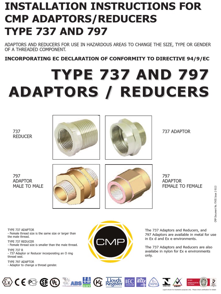 CMP Type 737 & 797 Reducer & Adaptor | PDF | Engineering | Electrical ...