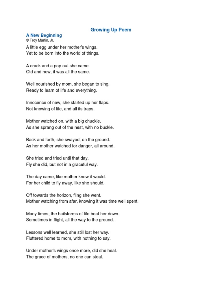 Growing Up Poem | PDF