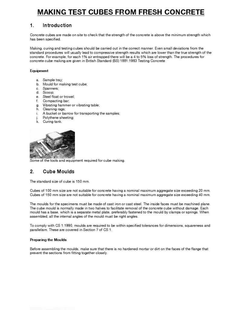 Concrete Cube Making and Testing Guide | PDF | Concrete | Building ...