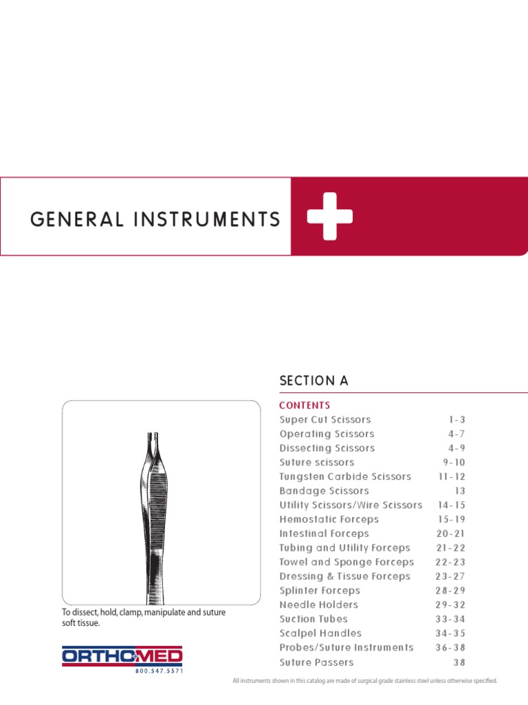 OrthoMed General Instruments Catalog | PDF | Scissors | Surgical Suture