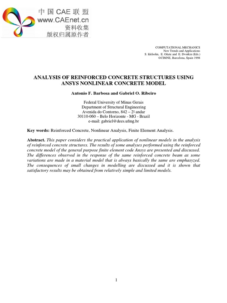 Analysis Of Reinforced Concrete Structures Using Ansys Nonlinear