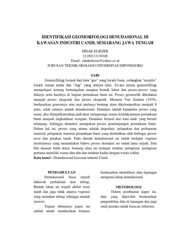 Identifikasi Denudasi di Candi Semarang | PDF | Ilmu Sosial | Perjalanan
