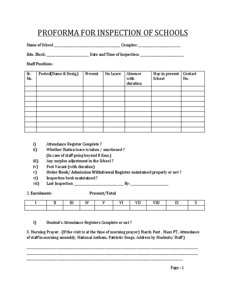 Primary School Inspection Proforma in H.P. by Vijay Heer | PDF | Teaching And Learning | Further ...