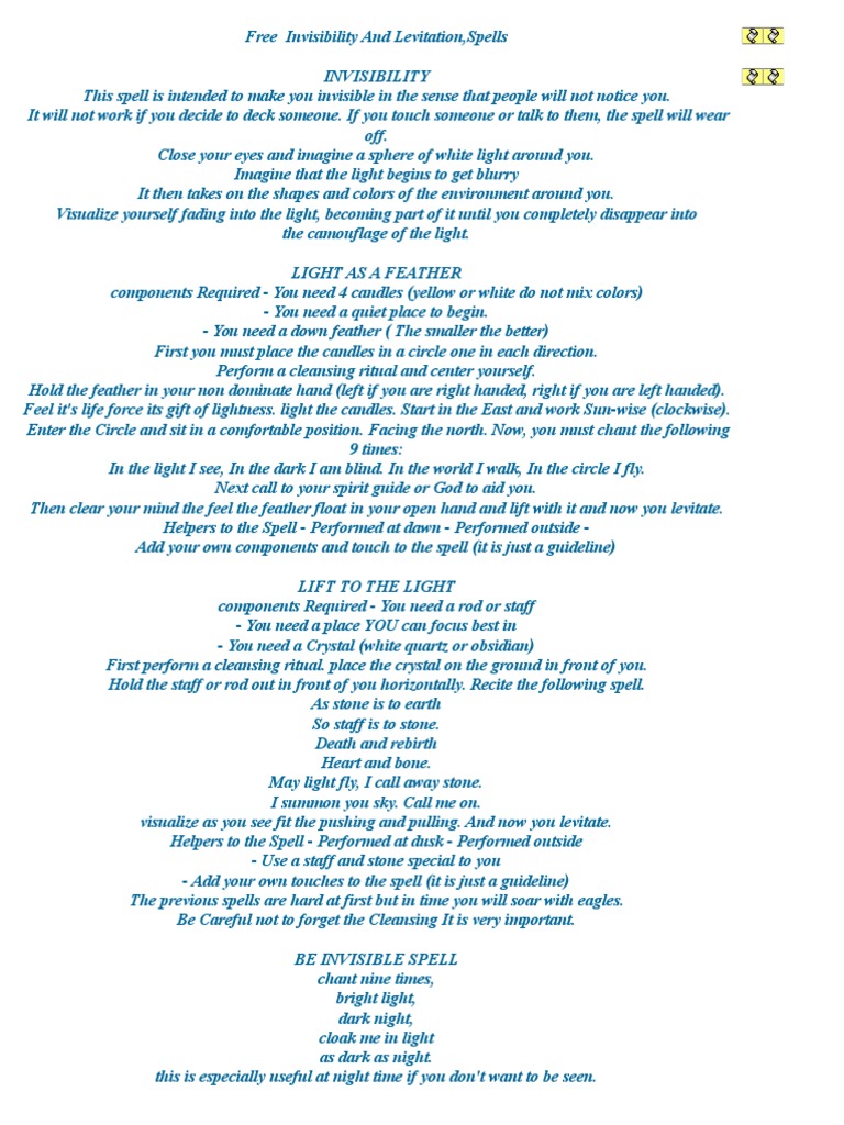 17) Free Invisibility Levitation Magic Spells | PDF