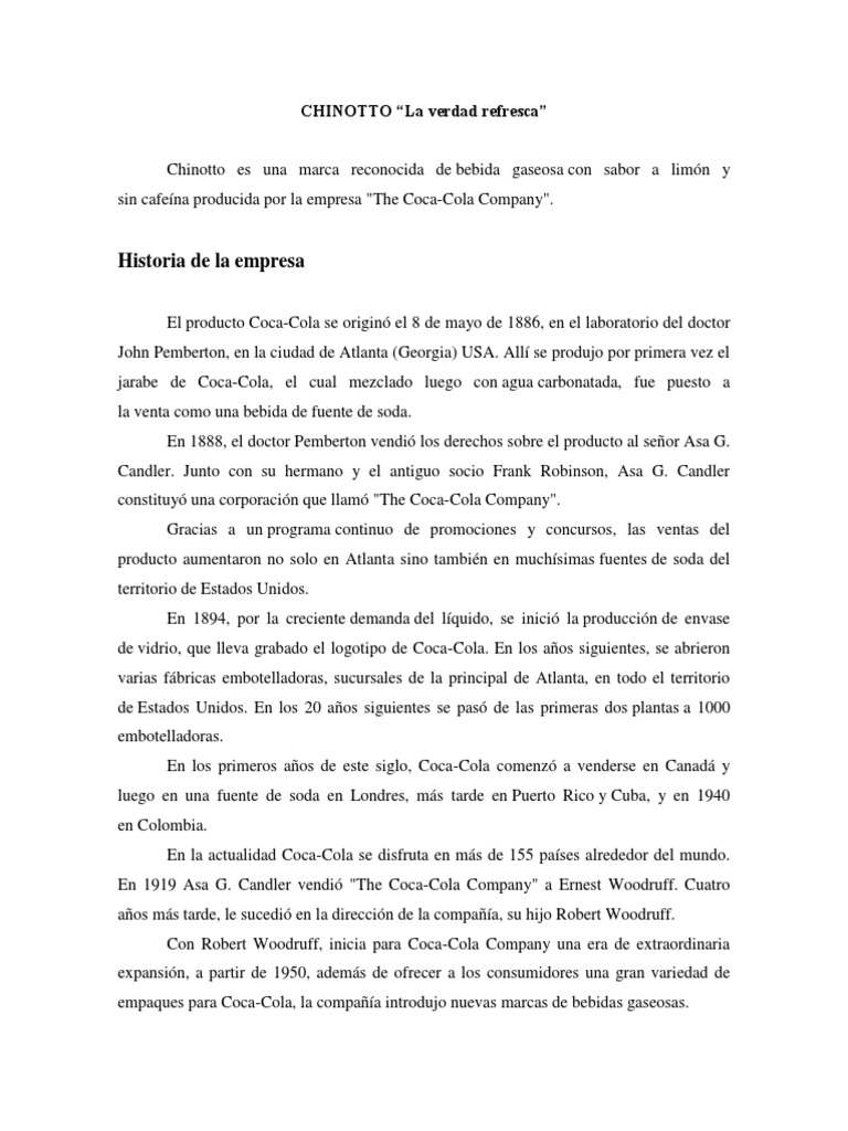 Chinotto | PDF | Coca Cola | Refresco