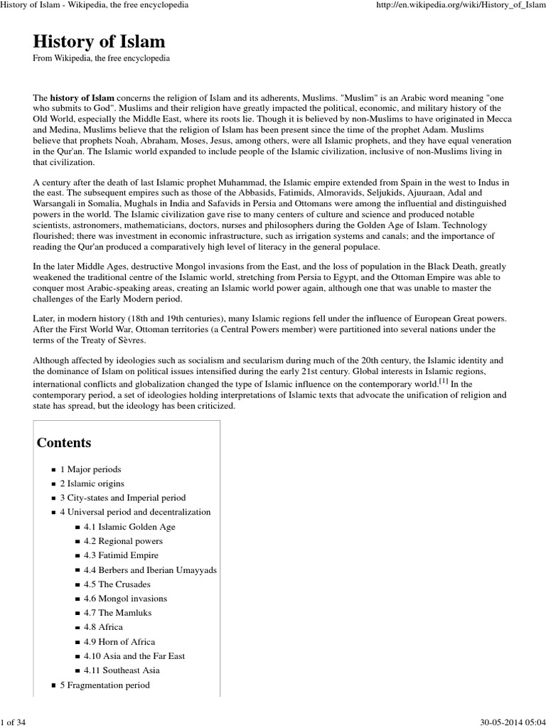 History of Islam - Wikipedia, The Free Encyclopedia | Download Free PDF ...