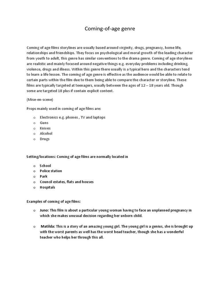 Understanding Coming-of-Age Films | PDF