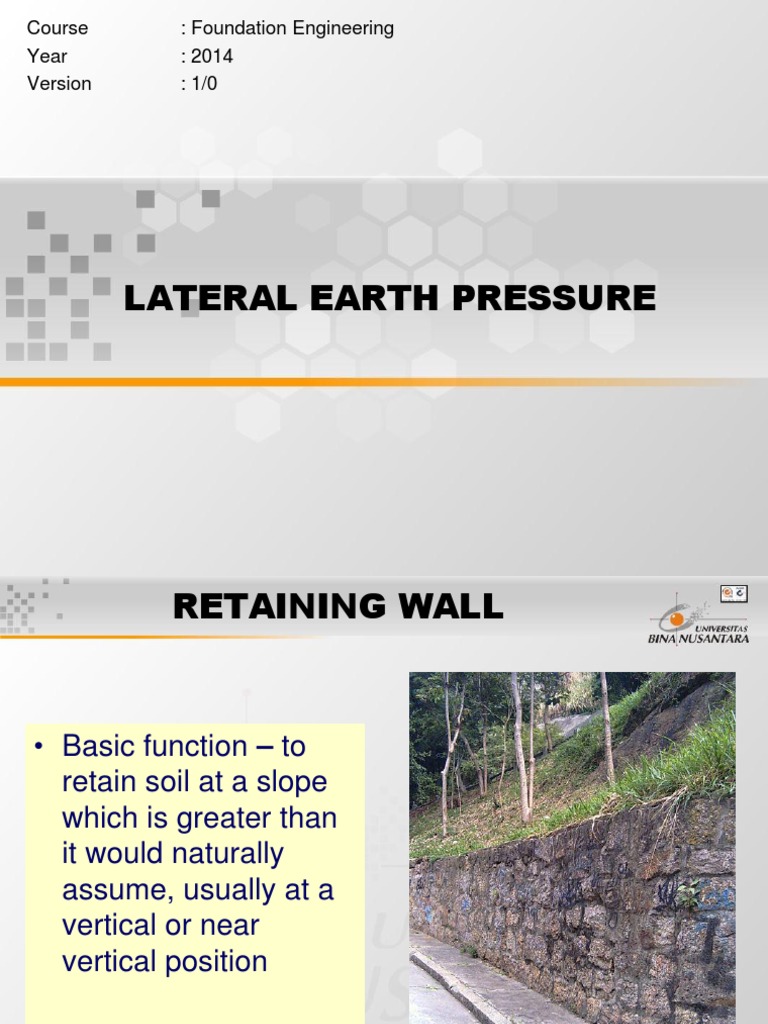 Lateral Earth Presuure | PDF | Dam | Building