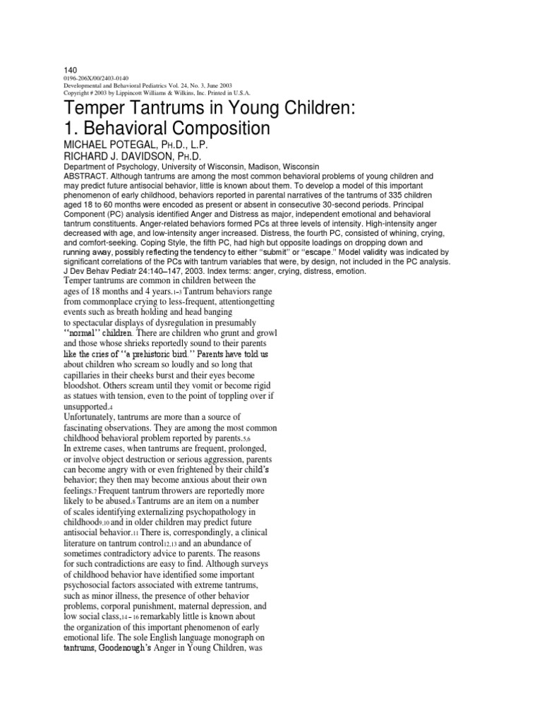 Temper Tantrum 1 | PDF | Correlation And Dependence | Principal ...