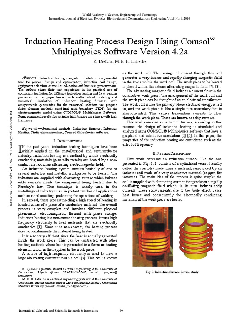 Induction Heating Process Design Using Comsol Multiphysics Software Version 42a | PDF ...
