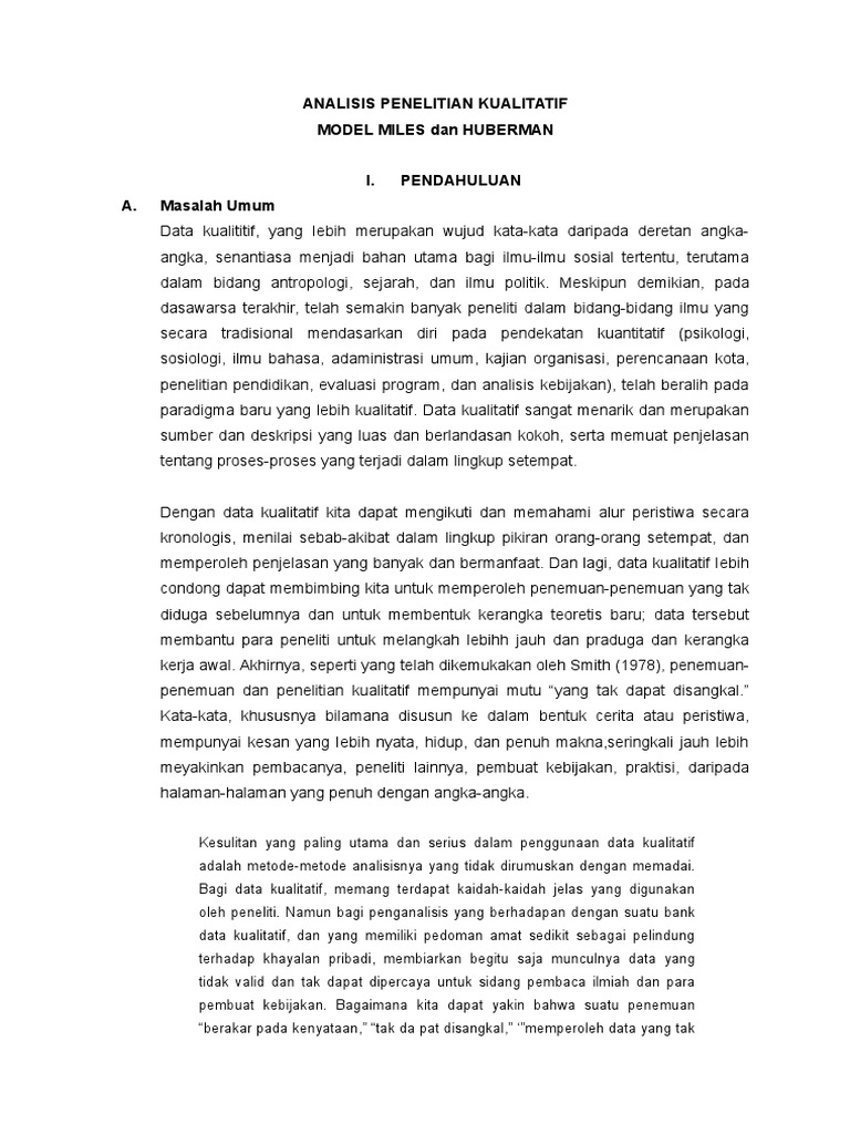Analisis Kualitatif: Model Miles & Huberman | PDF