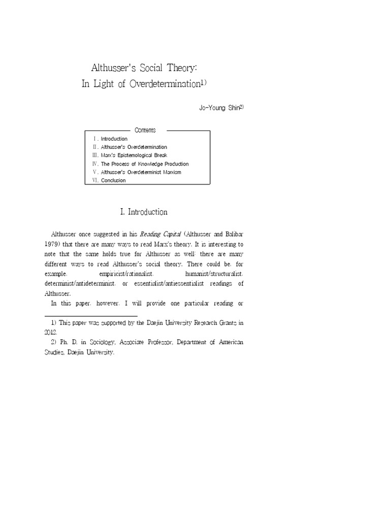 Shin, Jo-Young - Althusser's Social Theory. in Light of ...