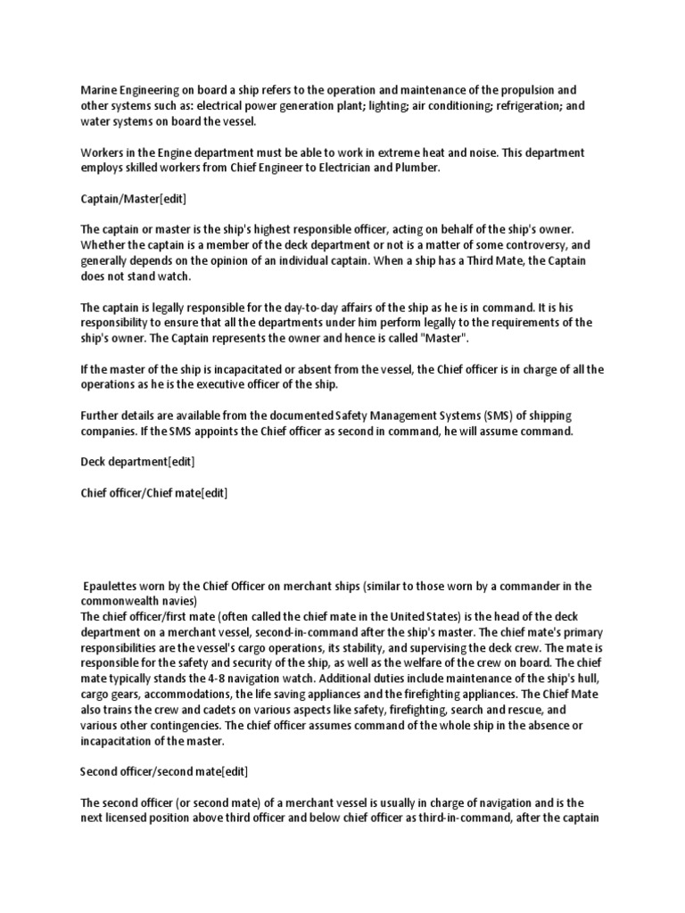 Shipboard Organizational Structure and Roles | PDF | Sea Captain ...