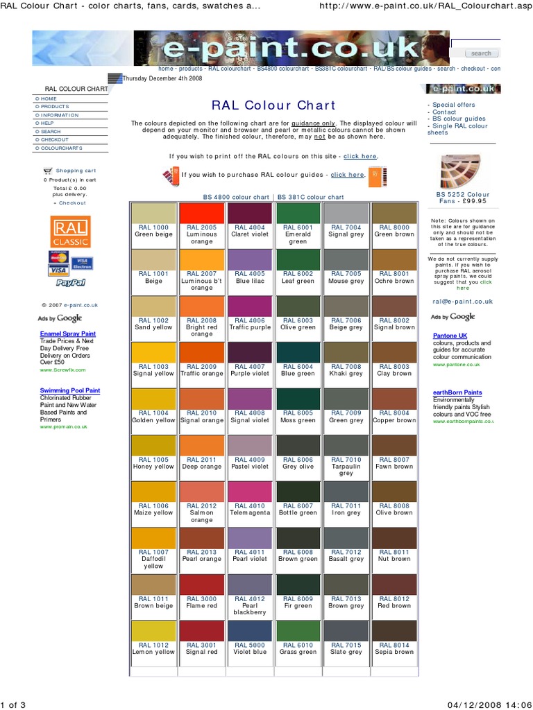 RAL Color Chart USA Shades And Swatches, 46% OFF
