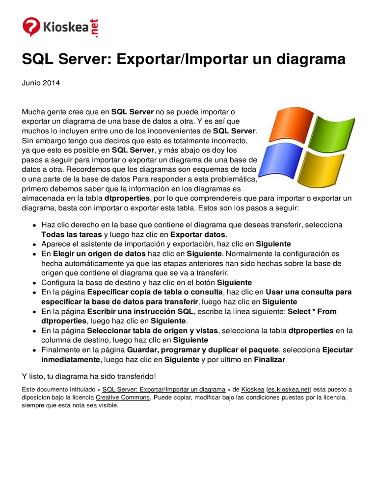 SQL Server Exportar Importar Un Diagrama 4081 kxj6z2 PDF | PDF